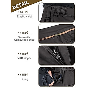 FREE SOLDIER Men's Water Resistant Pants Relaxed Fit Tactical Combat Army Cargo Work Pants with Multi Pocket (Black 34W x 30L)