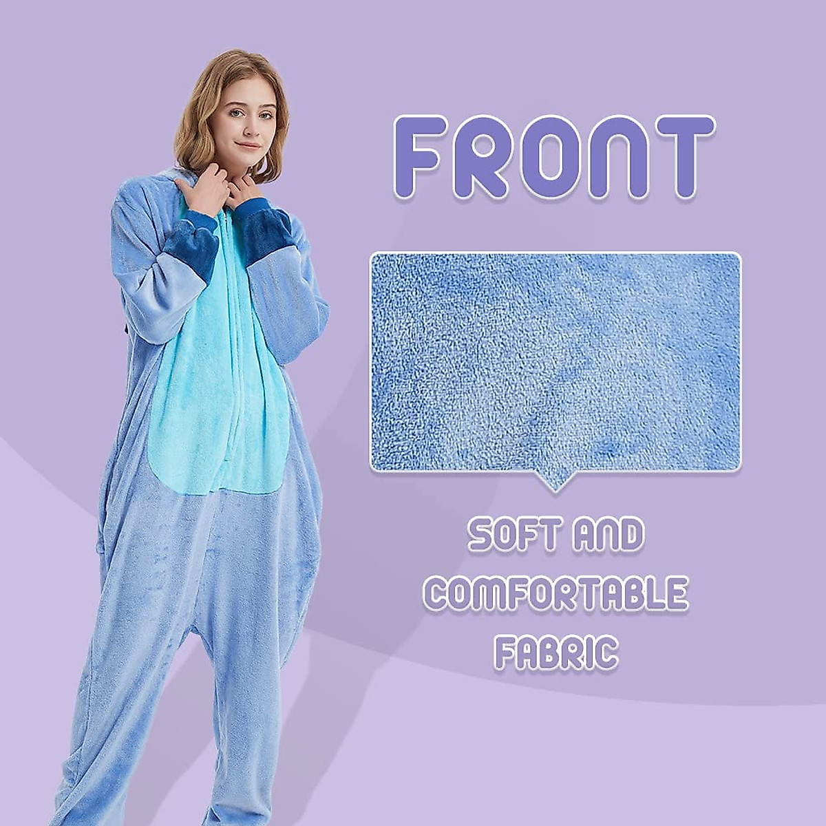 JULGIRL Unisex Adult Onesie Pajamas Flannel Halloween Funny Cosplay Animal One Piece Costume for Women and Men Blue