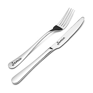 AIPNIS Custom Flatware Set,Personalized Engraving Name Dinner Forks/Knives/Spoons Stainless Steel Flatware,Customized Birthday Christmas Gift