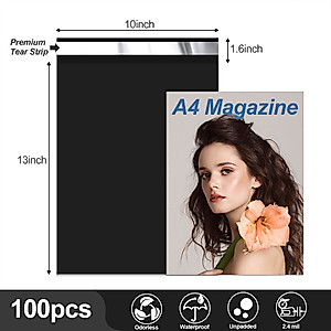 JinRuiKJ Thank You Poly Mailer 100 PCS Shipping Bags Black Envelopes with Self Adhesive, Waterproof and Tear-Proof Postal Bags, Chic Packaging Bags for Small Business, 10x13 Inches, Bulk