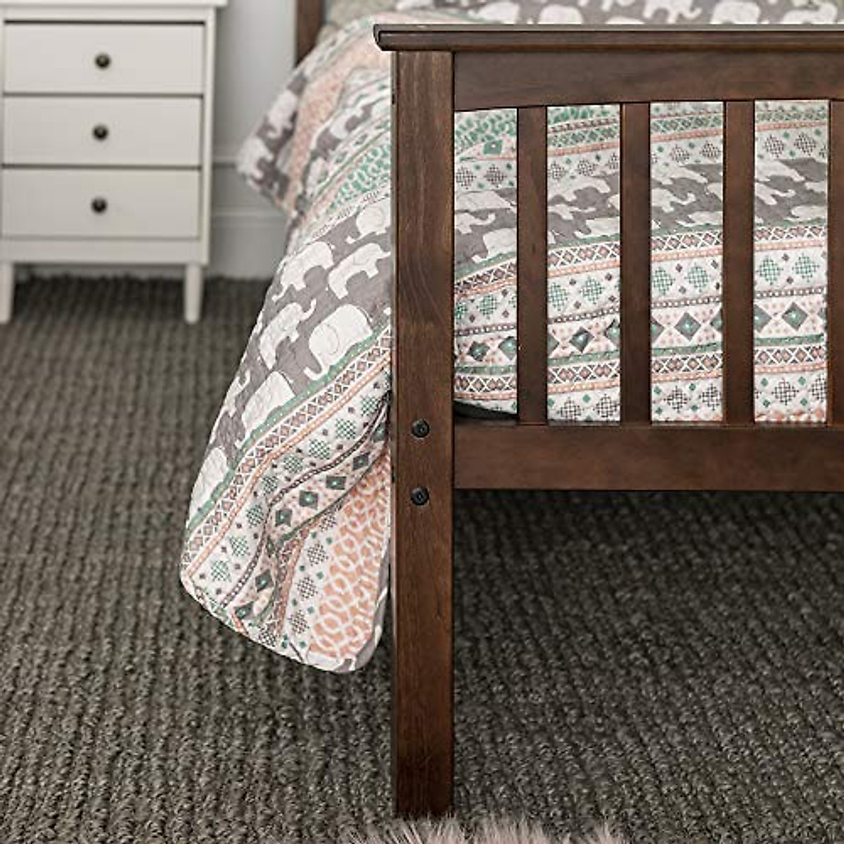 Walker Edison Resende Mission Style Solid Wood Twin over Twin Bunk Bed, Twin over Twin, Walnut