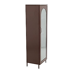 Creative Co-Op Solstice Metal Cabinet with Arched Glass Door, Brown