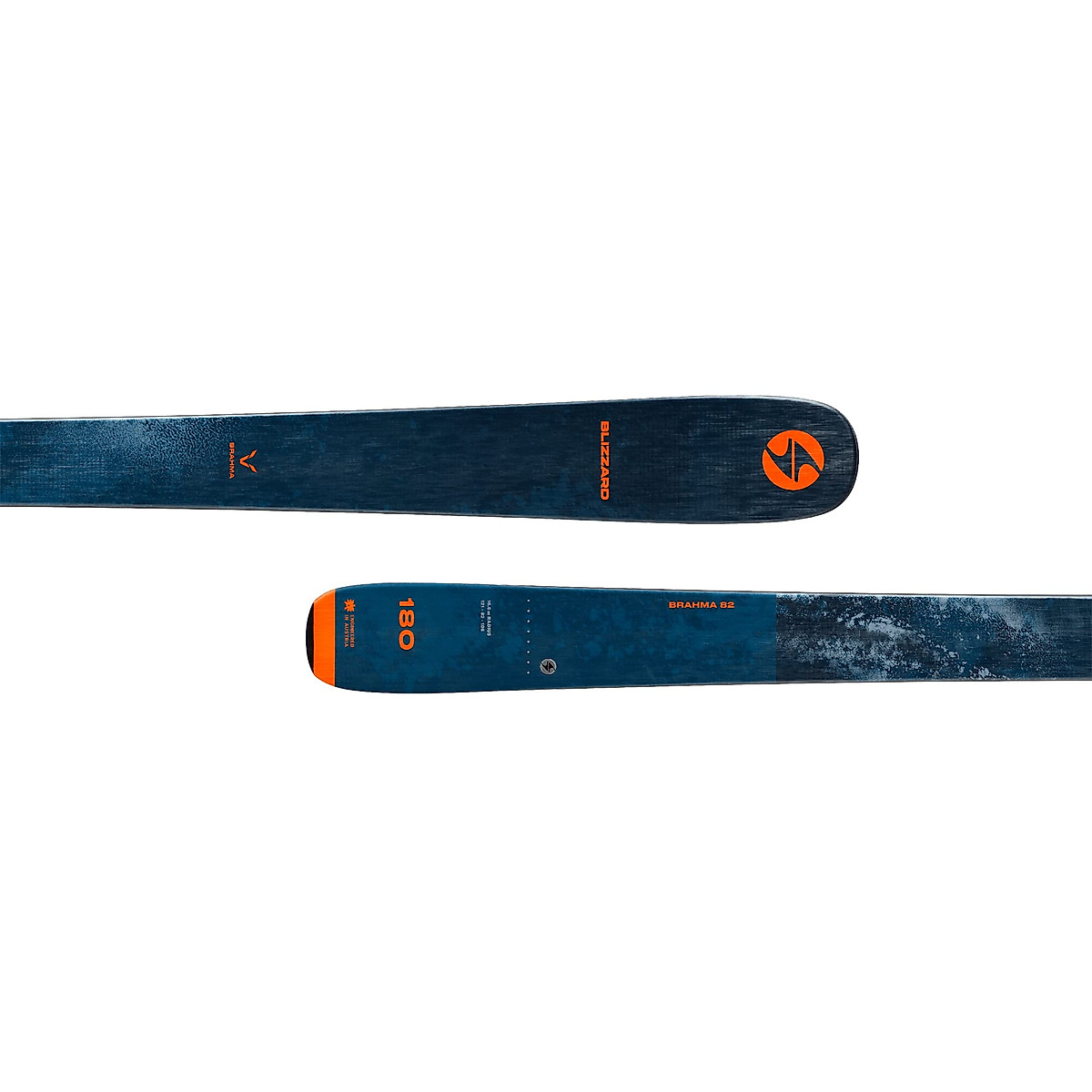 Blizzard Men's 8A225400001 Brahma 82 All-Mountain Freeride Blue/Orange Skis (Bindings Not Included), Size 166