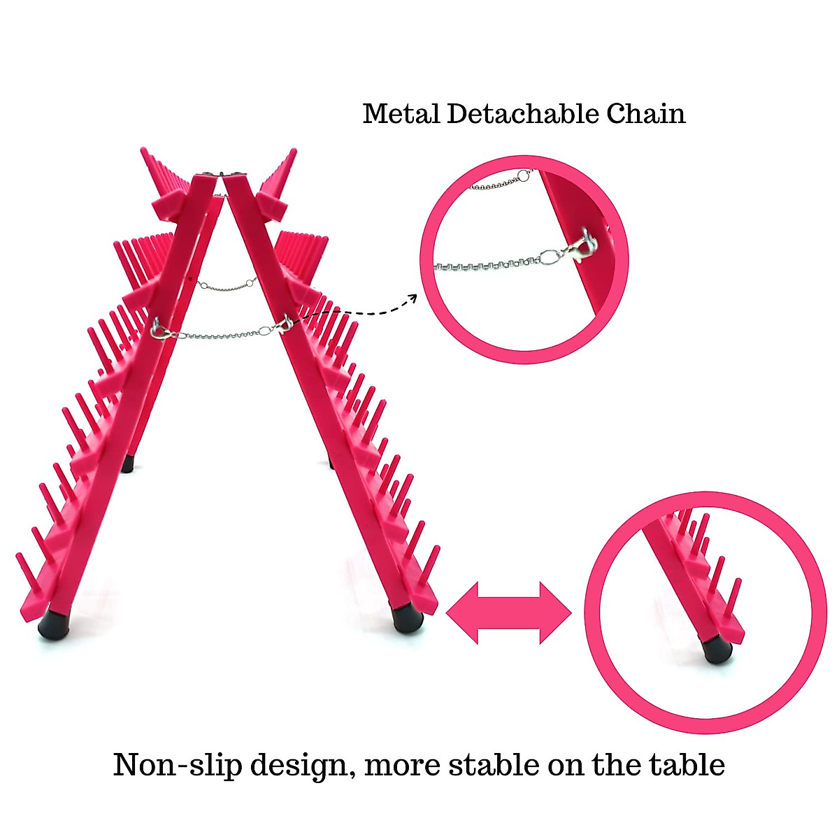 lightmay Braiding Hair Rack - Hair Extension Holder with 120 Pegs Multifunction Braiding Hair Holder Time Saving Extension Holder (120 Pegs, rose red)