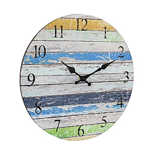 Stonebriar Vintage Farmhouse 14 Inch Round Battery Operated Hanging Wall Clock