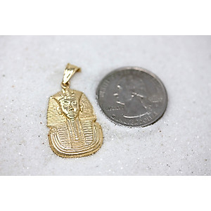 CaliRoseJewelry 10k Egyptian Pharaoh King TUT Pendant in Yellow Gold, 16"