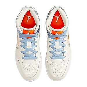 Jordan Boy's Air Jordan 1 Mid SE (Big Kid) Sail/Safety Orange/Psychic Blue 4 Big Kid M