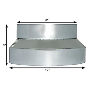 10 Inch to 8 Inch Round HVAC Duct Reducer & Increaser - Galvanized Sheet Metal Ducting Connector for Airflow, Heating, Cooling, & Air Ventilation System Extra Strength and Fitting