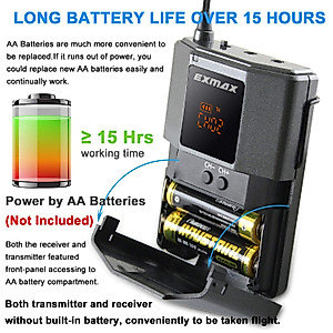 EXMAX EX-938 Wireless Headset Microphone Tour Guide System Interpreter Transmitter Translator in Your Ear for Church Translation Simultaneous Interpretation (UHF-938-SingleTransmitter)