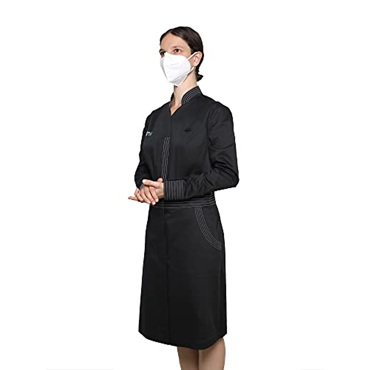 Medical Lab Coat For Women (Black) (8/M)