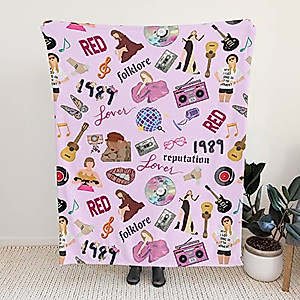 Grreiul Music Album Cover Taylor Throw Blanket 50"x40"​Fleece Bedding Birthday Women Adults Travelblankets for Bed Best Gifts for Fans Bedroom Party