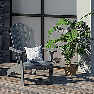 PolyTEAK Extra Large Adirondack Chair, Premium Weather Resistant Poly Lumber, Outdoor Patio Furniture, Up to 350 lbs, Wide Seat Outside Chairs for Porches, Decks, and Pool Side, King Collection, Grey