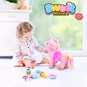 Remote Control Electronic Plush Unicorn Toy Pet for Girls 2-4 3-6 Years Old,Interactive Walking Wiggle Bottom,RC Leash Pink Unicorn Toy for 5 Years Old Toddler Kids Christmas Birthday Gift