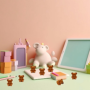 Hungdao 12pcs Valentine's Day Miniature Flocked Plush Mini Bear Stuffed Bear Decorations for Birthday Cake Wedding Decor Party Favor Supplies Bag Charm DIY Accessory 1 Inch (Brown, Light Brown)