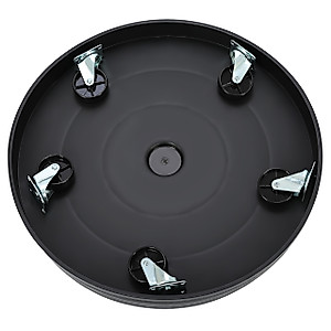 KUAFU 500 lbs Drum Dolly for 55 Gallon Round Container, Heavy Duty Plastic Drum Cart, Durable Plastic Barrel Cart with 5 Swivel Casters Wheels for Moving Item Transport Black