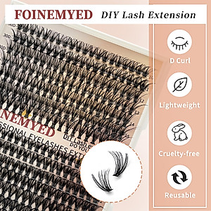 DIY Lash Extension Kit 280Pcs 30D 40D Individual Lashes Clusters With Lash Bond and Seal and Lash Applicator 10-16mm Mix D Curl volume Lashes Wispy DIY EyeLash Extension Kit At Home, By FOINEMYED