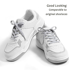 Handshop Wide Flat Athletic Shoelaces 5/16"(2 Pair) - Shoe Laces for Sneakers and Casual Shoes Replacements Grey 47 inch (120cm)