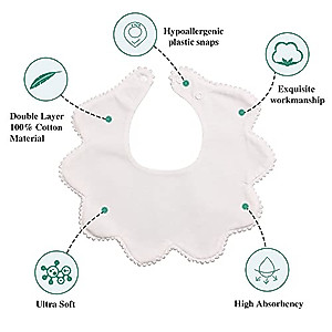 3 PCS White Flower Baby Bibs Infant Burp Clothes For Baby Girls Saliva Towel Cotton Infant Toddler Girls Bibs (3PCS-WHITE)