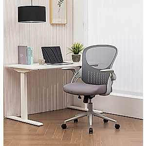 Ergonomic Home Office Desk Chair Mesh Computer Chair Adjustable Height Chair Task Chair Swivel Chair Rolling Chair with Lumbar Support/Flip-up Arms for Office, Study, Bedroom