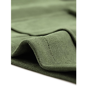 Allegra K Women's Faux Suede Blazer Belted Lapel Outwear Single Breasted Work Jacket Medium Army Green