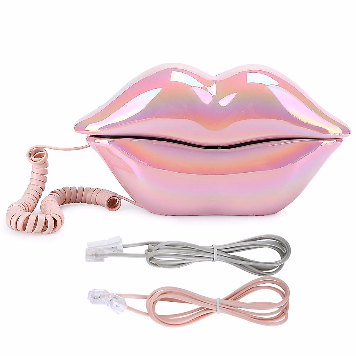 Corded Sexy Lip Telephone, Real Work Mouth Landline Phones, Wired Lip Phone for Decoration/Home/Office/Art Decor