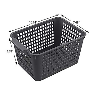 Sandmovie Gray Plastic Storage Baskets, 6 Packs