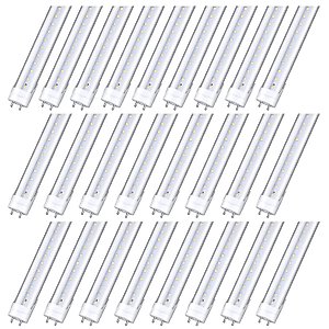 HMINLED 48’’ Double-Ended 6000K Clear LED Tube, 4 ft T8 Ballast Bypass Bulb, 22W (65W Fluorescent Replacement) 6500K Tubelight, 2400LM Bright Light, T10 T12 Type B Cool White (25-Pack)