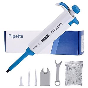 BAOSHISHAN Micropipette Single Channel Adjustable Micro Pipett Lab Pipettor Transfer (10-100ul Including 200 Pipette Tips)