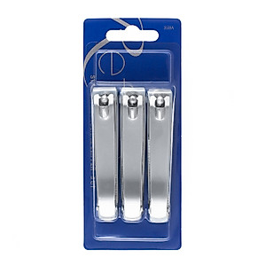 REFINE Straight Cut Toenail Clipper, Deluxe with Swing-Out Attached Metal File - 3 ct