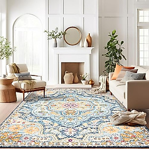 Rugshop Vintage Distressed Bohemian Area Rug 7'10" x 10' Navy