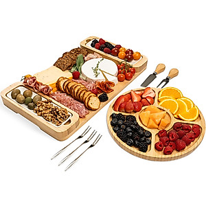 Bambüsi Charcuterie Board Gift Set - Cheese Board & Serving Tray - Large Bamboo Charcuterie Boards - Unique for Women - Housewarming Gifts for New Home, Wedding Gifts for Couples 2024