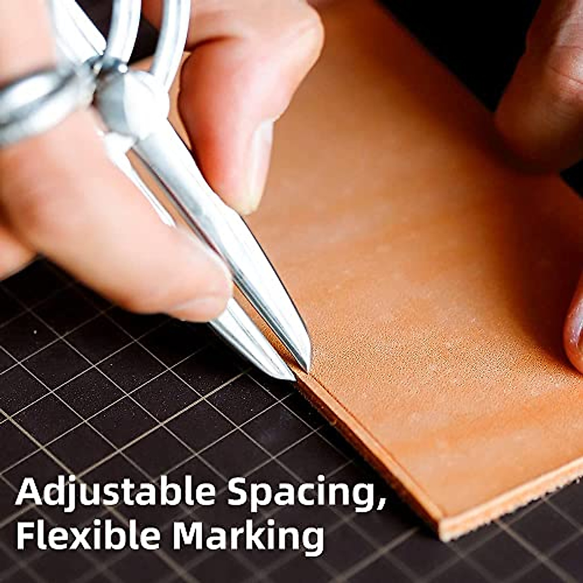 WUTA Wing Divider High Polished 304 Stainless Steel Adjustable Spacing Compass Wing Divider Scriber Leather Regulation Tools Edge Creaser DIY for Woodworking Leather Marking