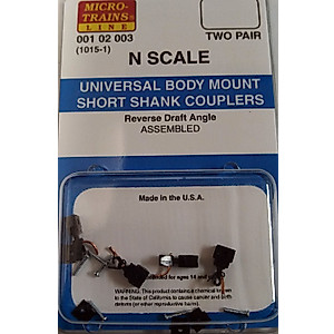 Micro-Trains N Scale #1015-1 Universal Coupler Assembled 2 Pair Reverse Draft Angle MT-001-02-003