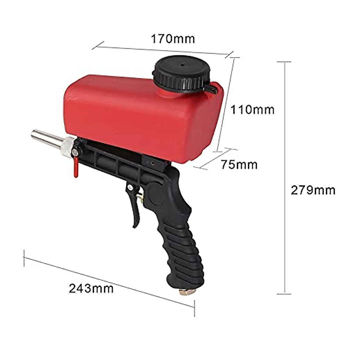 1/4” Air Sandblasting Gun Portable Handheld Sandblaster 90psi Gravity Sandblasting Gun Pneumatic Sandblaster Spray Gun Blasting Machine
