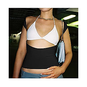 UPCPY Women’s Sexy Backless T-Shirts Y2K Crop Top Casual Short Sleeve Cute Clothes Summer Black L