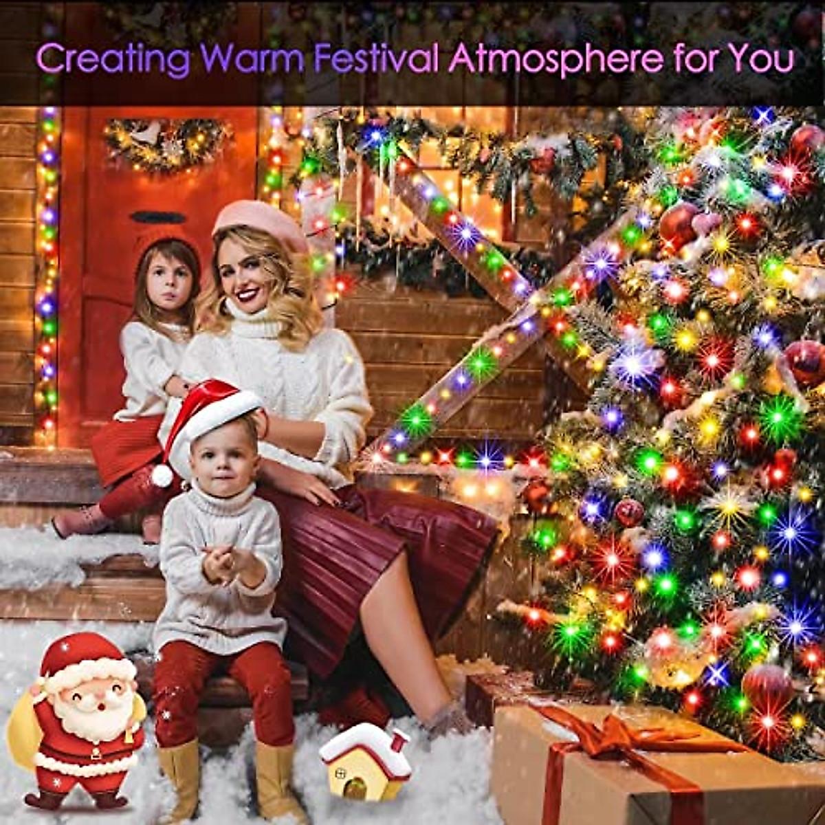 YILINM Christmas Lights Outdoor 1000 LED 405FT Green Wire Waterproof Christmas Tree Lights with Remote & Timer 8 Modes for Xmas Tree House Garden Yard Party Decorations(Multicolor)