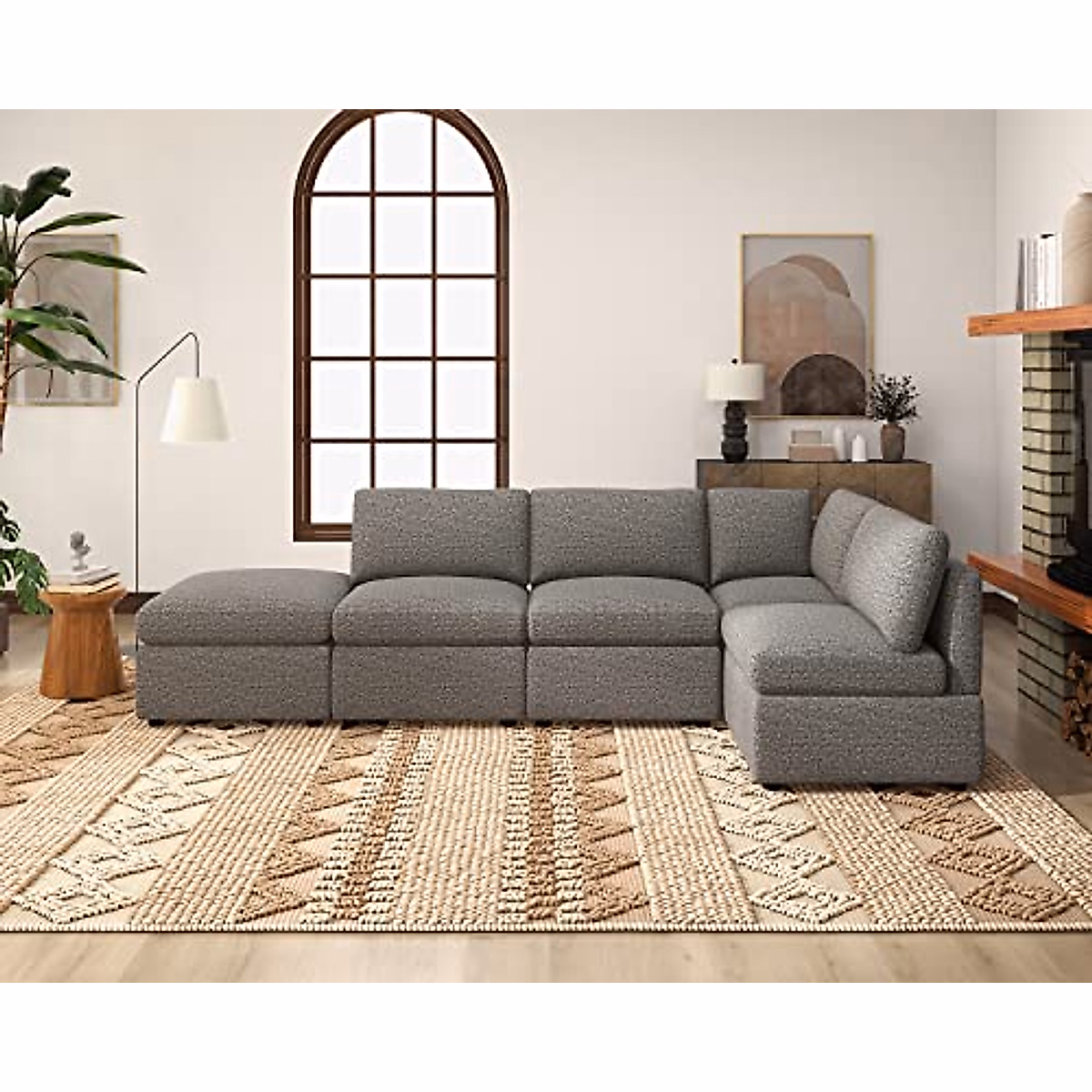 PayLessHere L shaped Sofa Couch Convertible Sofa 4-Seat Sofa Modular Sectional Sofa Couch for Living Room Bedroom Office,Gray