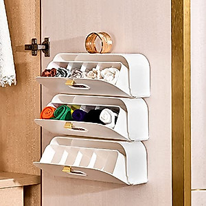 Zitrenot Wall Mounted Sock Organizer Cabinet Clothes Storage Box for Home Bedroom Living Room