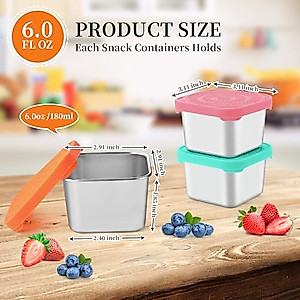 LEGELITE 4 Pack Salad Dressing Container To Go, 6oz Reusable Small Condiment Containers with Lids, Leakproof Silicone Lids Stainless Steel Sauce Containers for Lunch