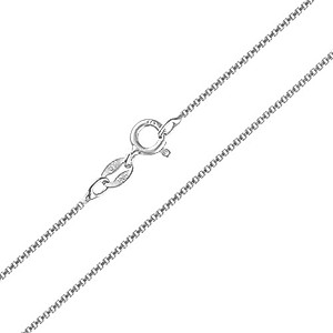 KISPER Sterling Silver Box Chain Necklace – Thin, Dainty, 925 Sterling Silver Jewelry for Women & Men with Spring Ring Clasp – Made in Italy, 18”