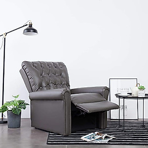 YPWRENH Sofa Chair Leisure Chair Reclining Chair Gray Faux Leather for Living Room, Dining Room, Conference Room, Waiting Room