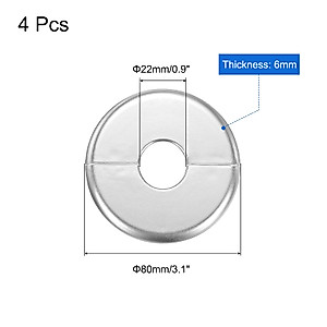 uxcell 4pcs Wall Split Flange 80mm / 3.1" OD Escutcheon Plate ABS Round Self-Adhesive Plumbing Cover Plates for 22mm / 0.9" Dia Water Pipe Faucet Decoration Accessories, Silver