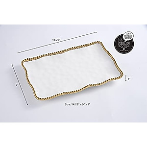 Pampa Bay Golden Salerno Titanium-Plated Porcelain Medium Platter, 14.25 x 9 x 1in