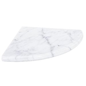 Retheno 9 Inch Carrara White Marble Corner Shower Shelf, Polished Wall Mounted Stone Corner Shelf for Bathroom