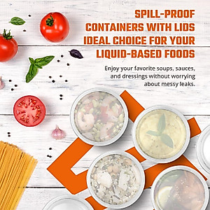 SQUATZ 50 Microwavable Food Container - 16oz Translucent Meal Box Storage with Lids, Ideal for Storing Soups, Condiments, Sauces, Dressing, Salads, Fruit, Baby Food, Healthy Snacks, and Leftovers