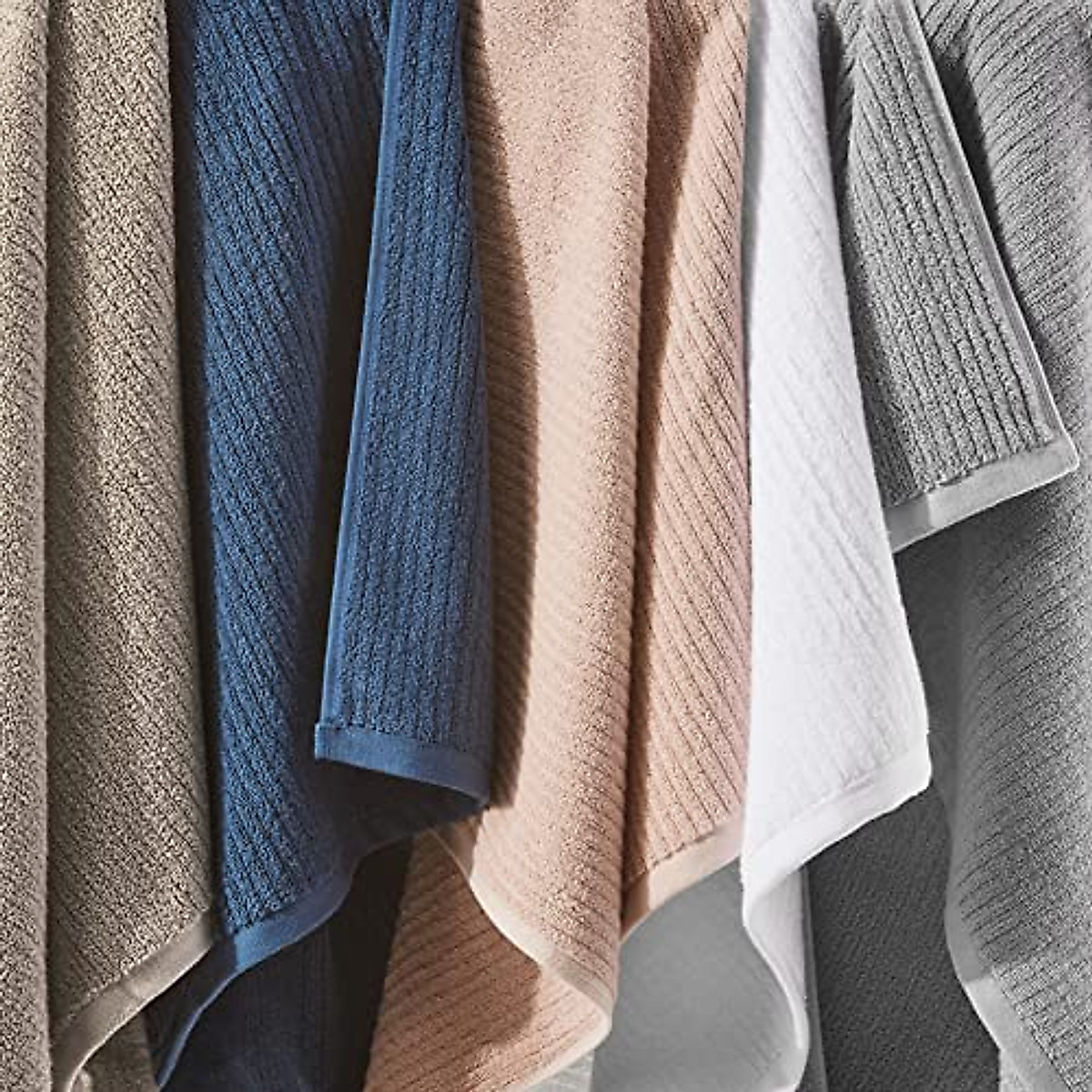 Amazon Aware 100% Organic Cotton Ribbed Bath Towels - Bath Towels, 4-Pack, Navy