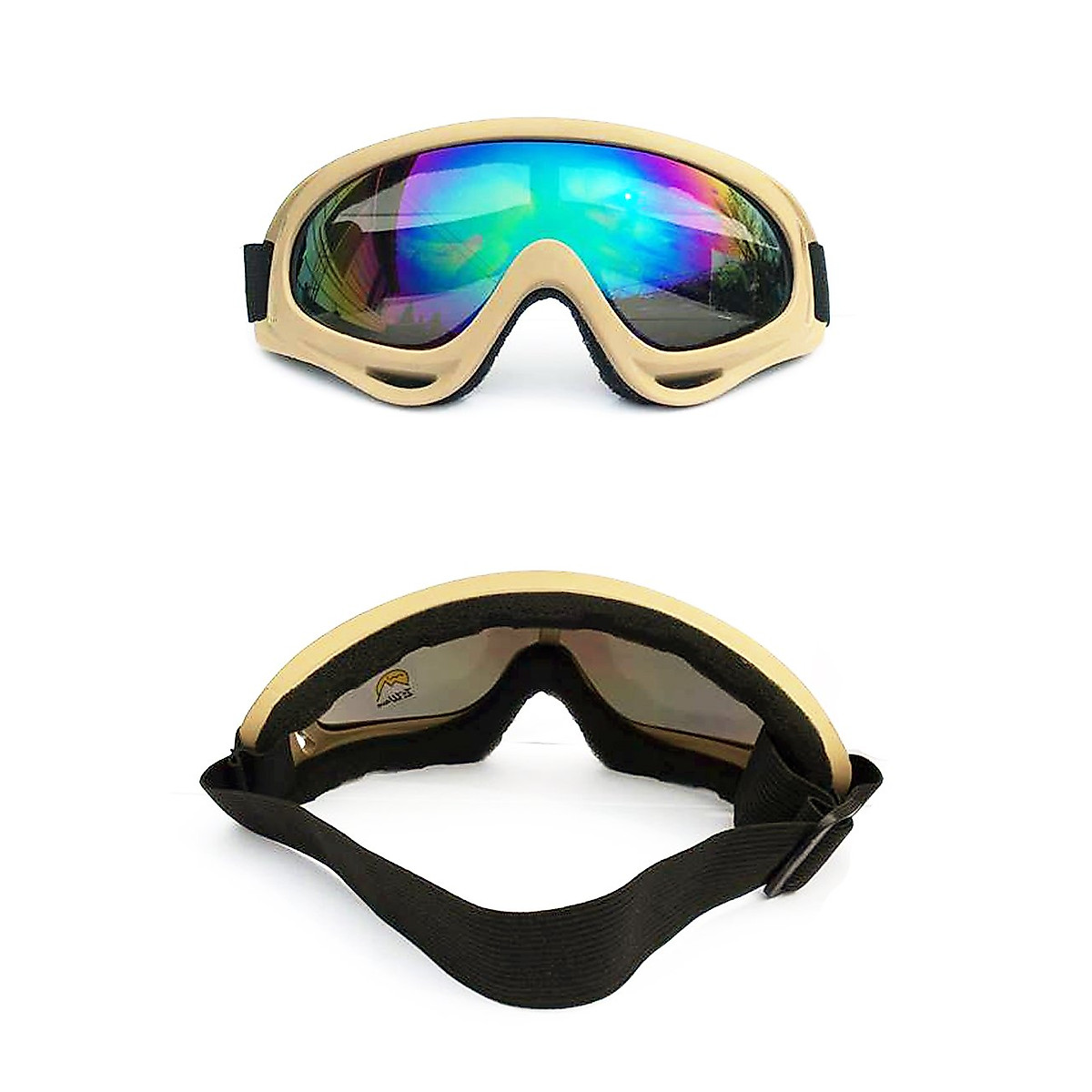 LeWave Unisex Snow Sports Goggles with Adjustable Straps, Beige, UV Protection, Polarized Lenses, Windproof, Flexible Frame, Compatible with Helmets