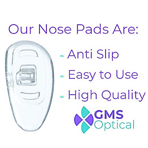 GMS Optical Soft Silicone D-Shaped Screw-in Nose Pads for Glasses, Sunglasses, and Eye Wear - 15mm (5 Pair)