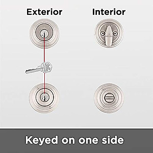 Kwikset Cameron Keyed Entry Door Knob and Single Cylinder Deadbolt Combo Pack with Microban Antimicrobial Protection featuring SmartKey Security in Satin Nickel