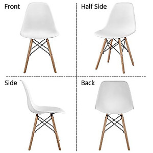 Yaheetech Dining Chairs with Beech Wood Legs and Metal Wires Modern Side Shell Eiffel DSW Chairs for Dining Room Living Room Bedroom Kitchen Lounge Reception, Set of 8, White